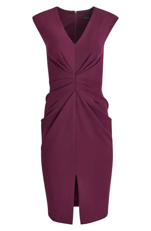 Donna Karan New York Center Ruched Crepe Sheath Dress - Berry