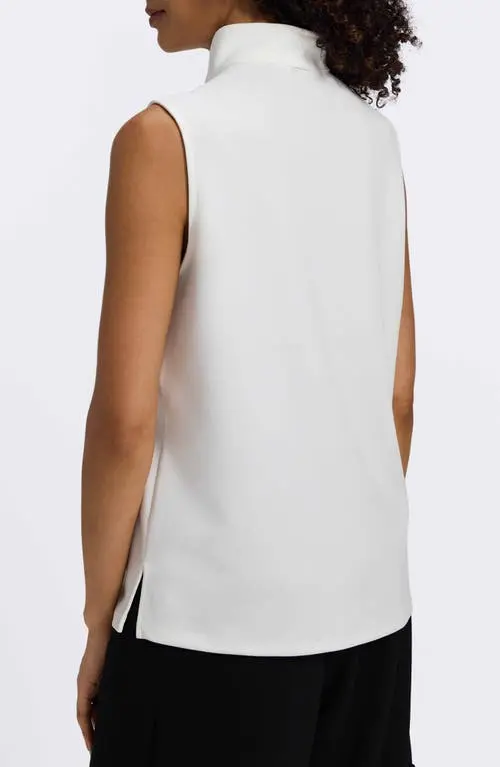 Foxcroft Tammy Ruffle Collar Crepe Sleeveless Top - Ecru