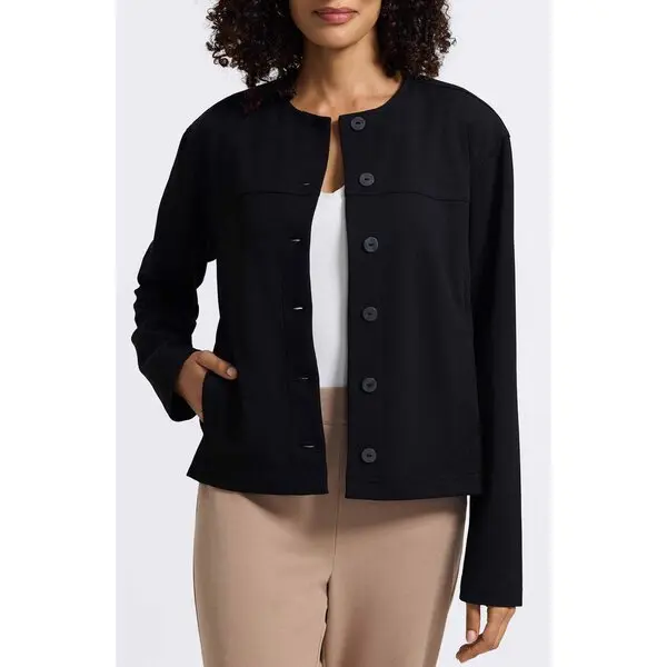 Foxcroft Crepe Knit Valerie Jacket - Black