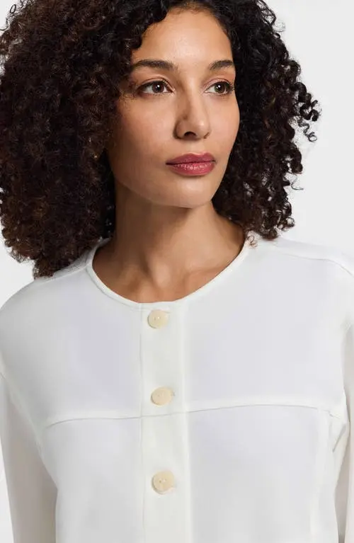 Foxcroft Crepe Knit Valerie Jacket - Ecru
