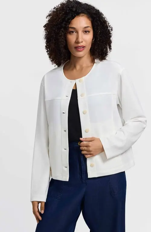 Foxcroft Crepe Knit Valerie Jacket - Ecru