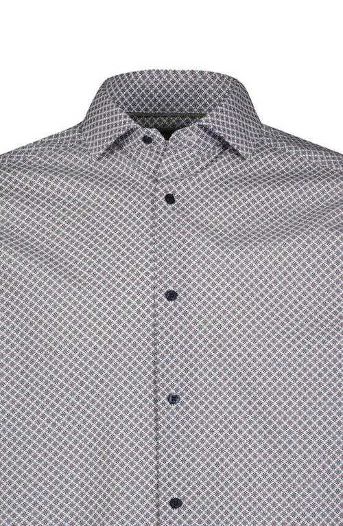 LUCHIANO VISCONTI Theodor Floral Geometric Print Long Sleeve Woven Shirt - Bark