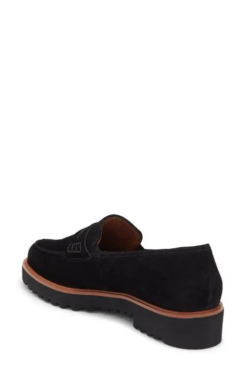 Paul Green Carmel Lug Penny Loafer - Black Suede