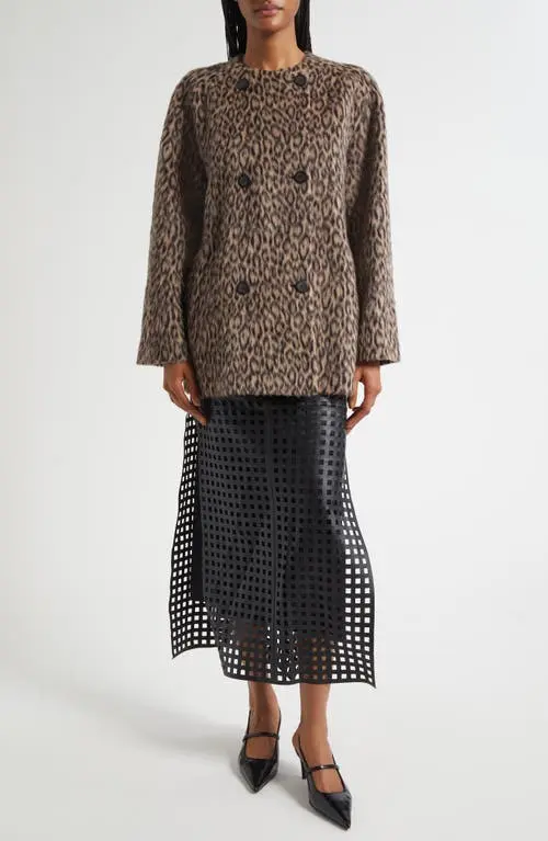 Emporio Armani Laser Cut Nappa Leather Midi Skirt