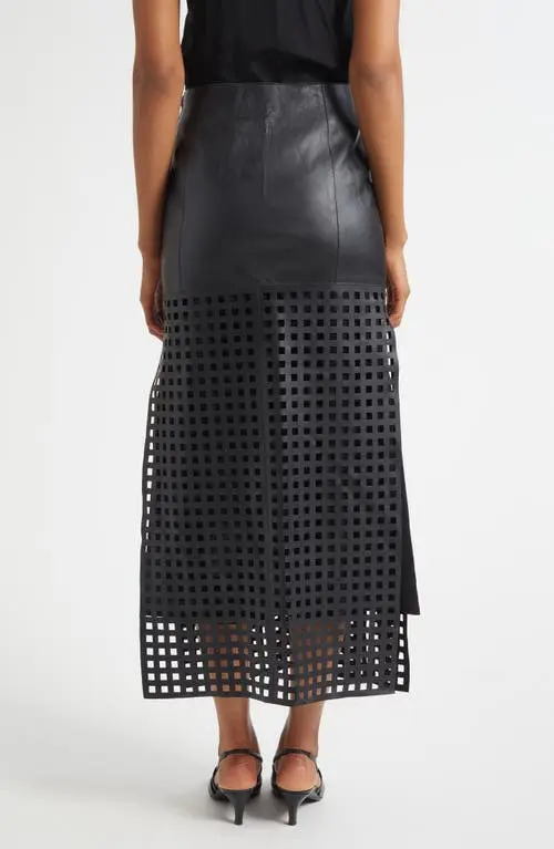 Emporio Armani Laser Cut Nappa Leather Midi Skirt