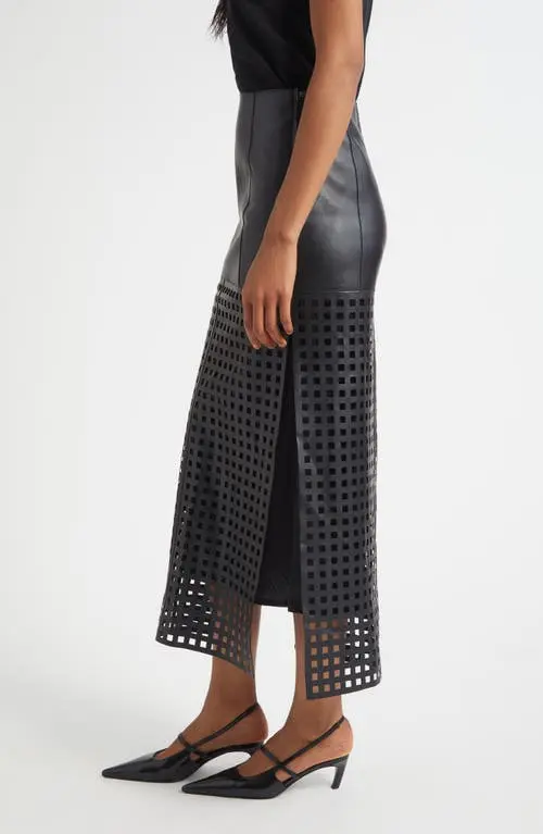Emporio Armani Laser Cut Nappa Leather Midi Skirt