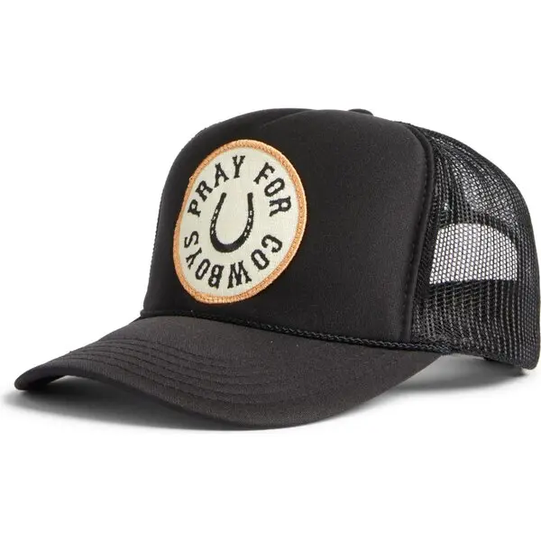 FRIDAY FEELIN’ Pray For Cowboys Trucker Hat - Black
