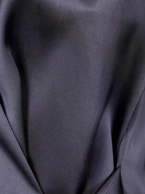 DRHOPE Tie-front Satin Blouse - Black