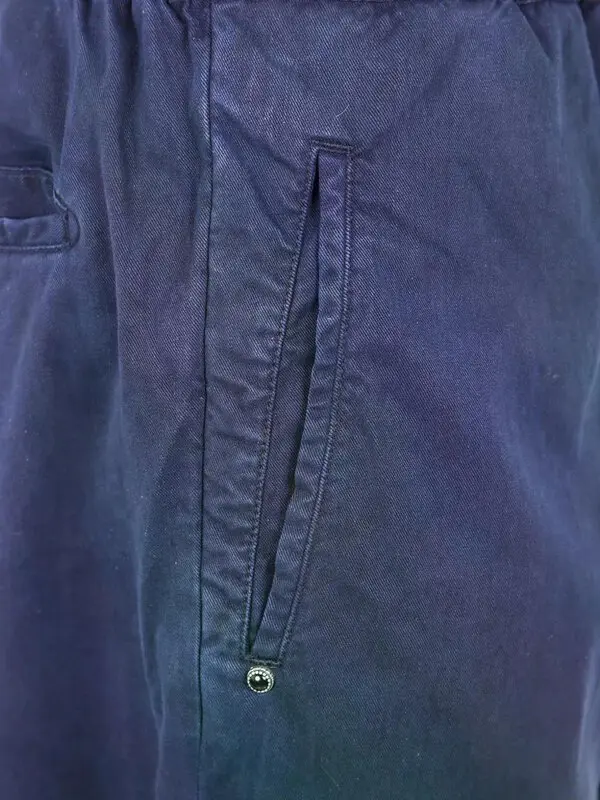 WHITE SAND Drawstring-buckle Welt-pocket Trousers - Blue