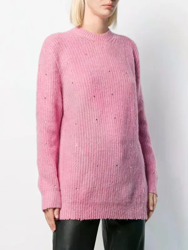 MSGM Crystal-embellished Knitted Jumper