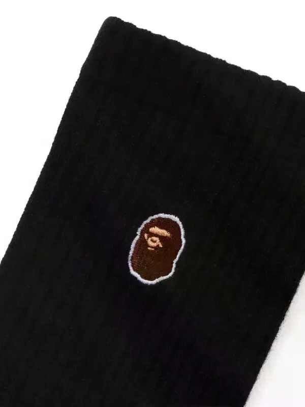 A BATHING APE Embroidered Logo Socks - Black