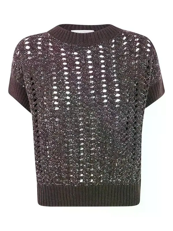 D.exterior Sequin-embellished Open-knit Sweater