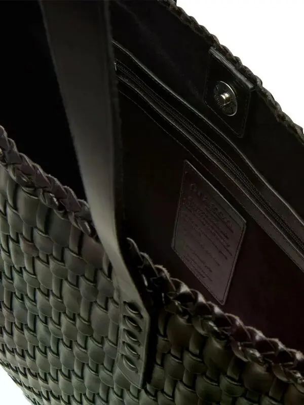 Dragon Diffusion Salvage Woven Leather Shoulder Bag - Black