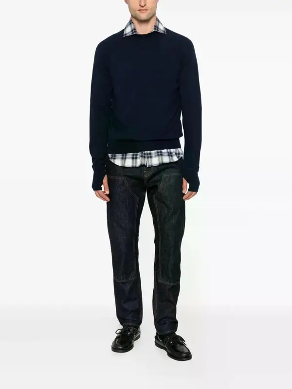 Eleventy Round-neck Wool Sweater - Blue