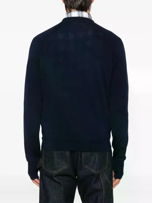 Eleventy Round-neck Wool Sweater - Blue