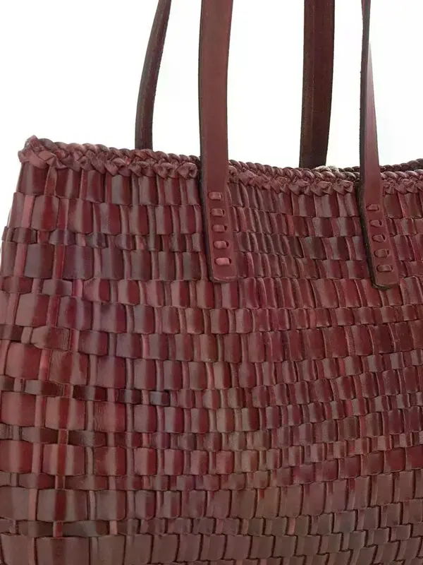 Dragon Diffusion Salvage Woven Calf Leather Tote Bag - Brown
