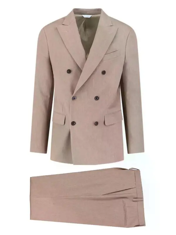 Boglioli Detailed Double-breasted Suit - Neutrals
