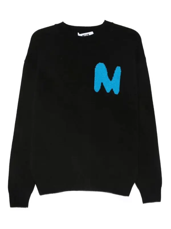 MSGM Crew-neck Sweater With Appliqued Logo