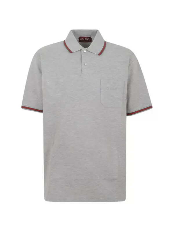 Gucci Embroidered-pocket Cotton Polo Shirt