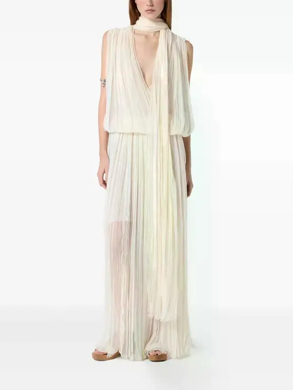 Blumarine Pleated Sleeveless Maxi Dress
