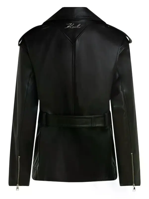 Karl Lagerfeld Belted Leather Biker Jacket