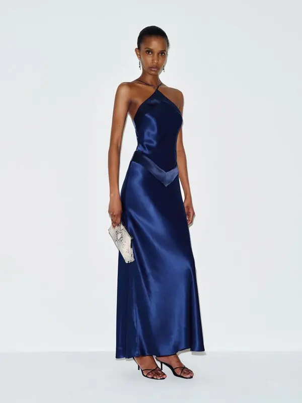 REFORMATION Jillian Silk Maxi Dress - Blue