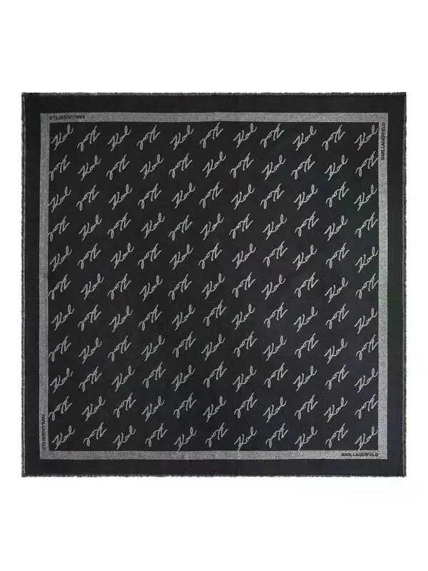 Karl Lagerfeld Jacquard-logo Scarf - Black