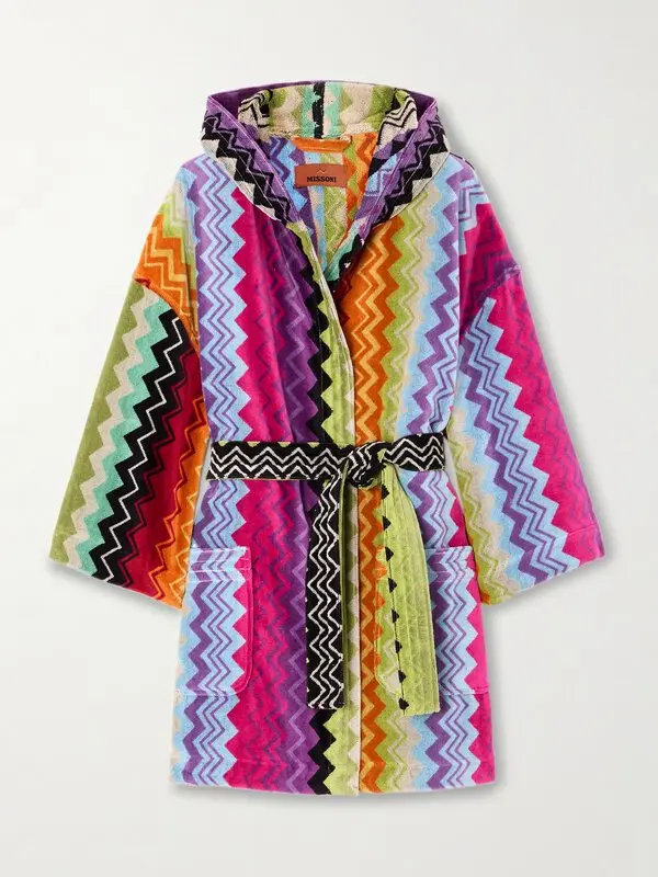 Missoni Giacomo Hooded Belted Striped Cotton-terry Robe - Multi