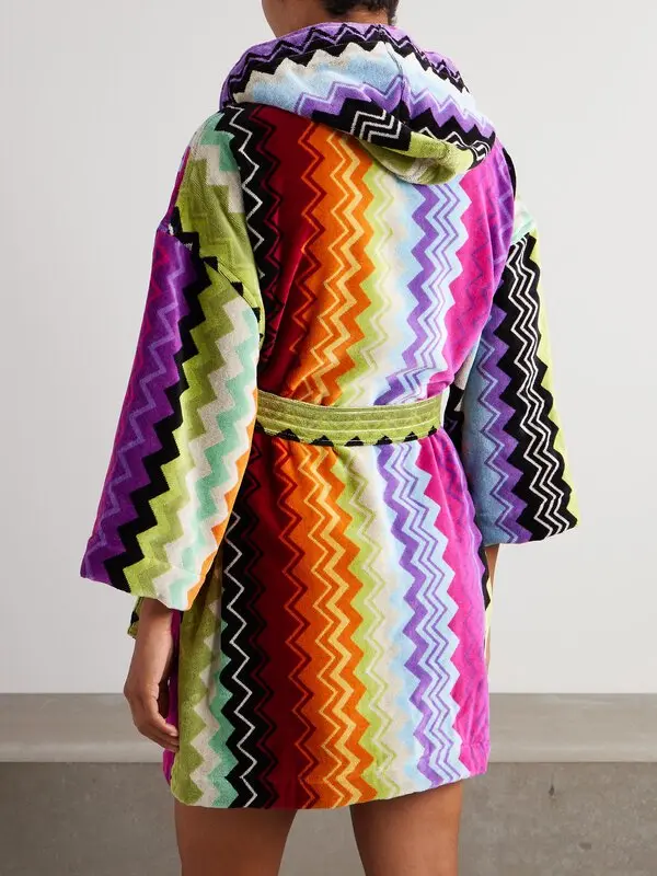 Missoni Giacomo Hooded Belted Striped Cotton-terry Robe