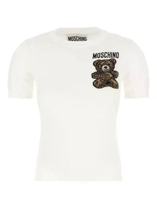 Moschino Teddy-embellished T-shirt - White