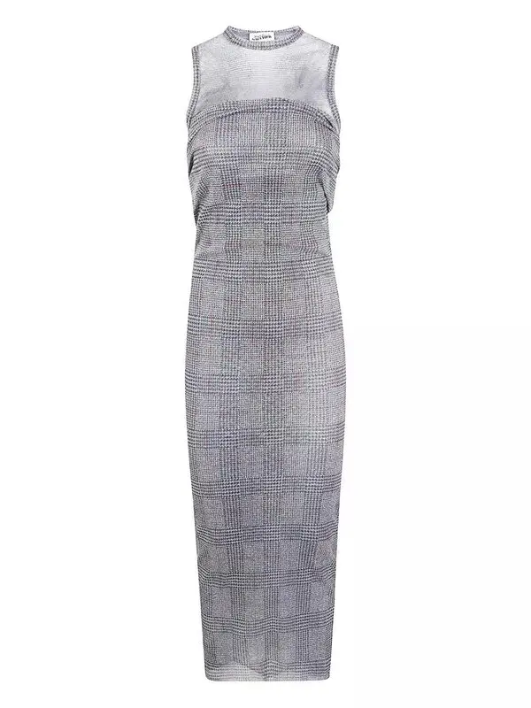 JEAN PAUL GAULTIER Check Maxi Dress With Mesh Paneling - Grey