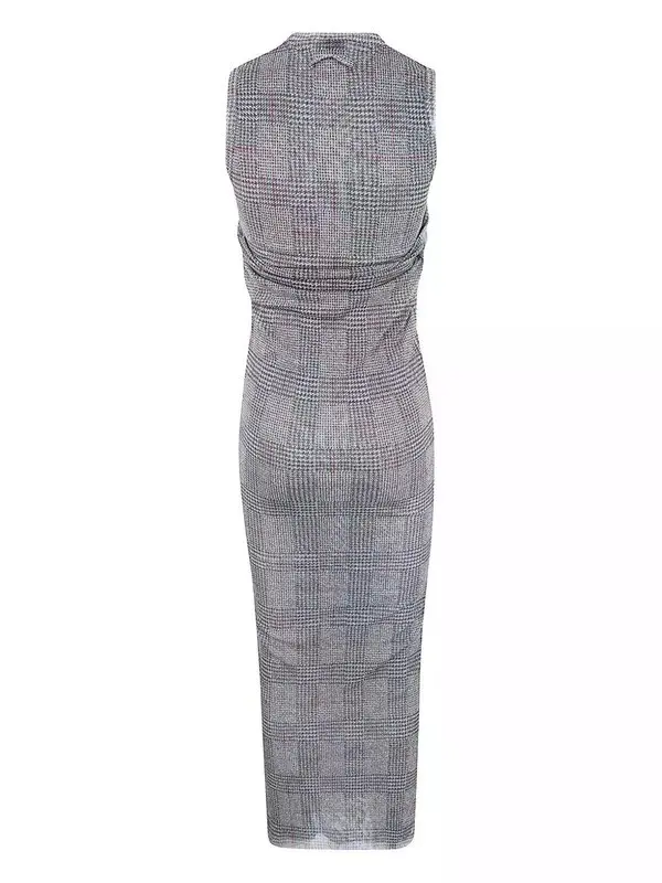 JEAN PAUL GAULTIER Check Maxi Dress With Mesh Paneling - Grey