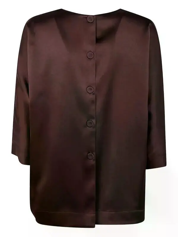 DRHOPE Satin Three-quarter Sleeve Shirt - Brown