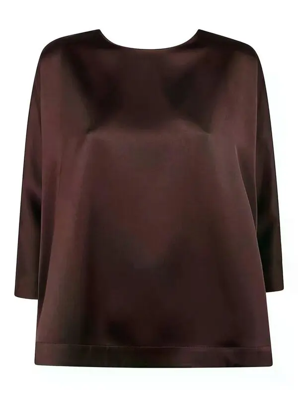 DRHOPE Satin Three-quarter Sleeve Shirt - Brown