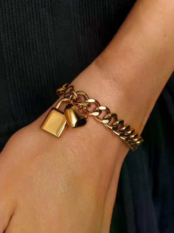 NIALAYA JEWELRY Cuban-link Chain Charm Bracelet