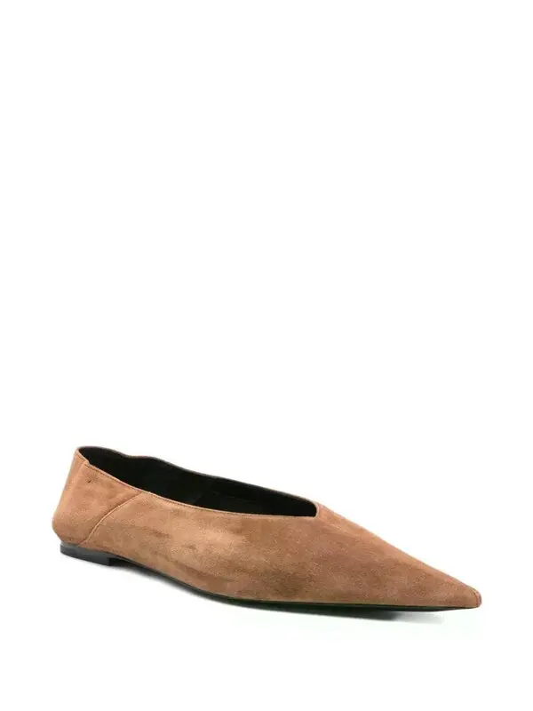 Saint Laurent Pointed-toe Suede Ballet Flats