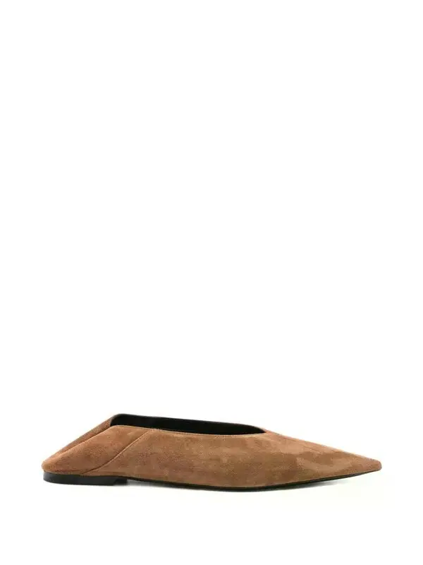 Saint Laurent Pointed-toe Suede Ballet Flats