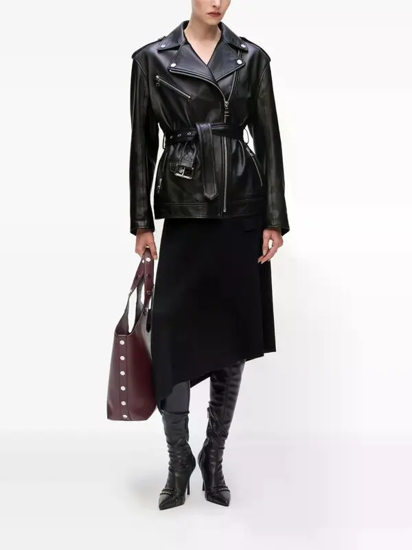 Karl Lagerfeld Belted Leather Biker Jacket