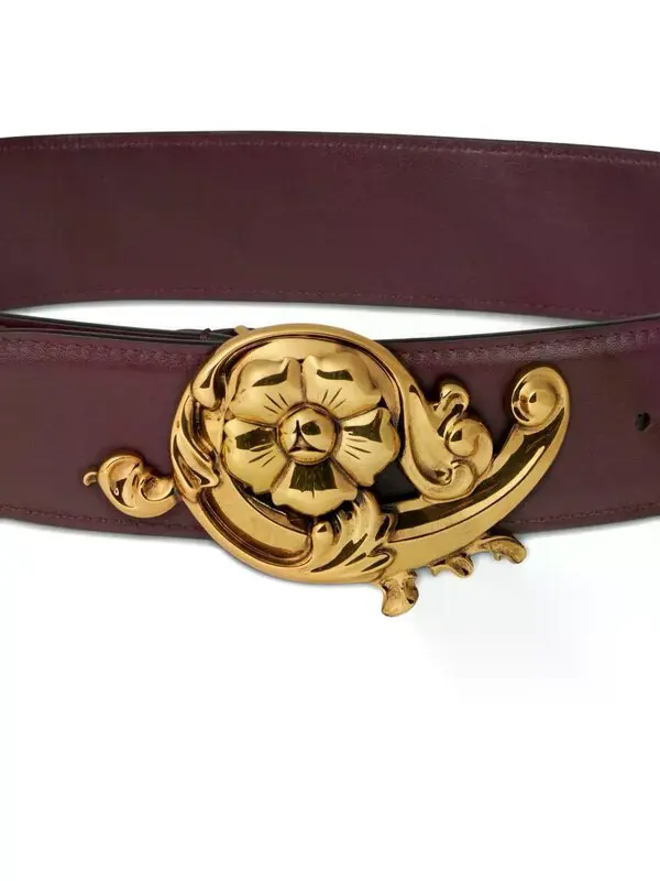 Etro Floral Buckle Leather Belt - Red