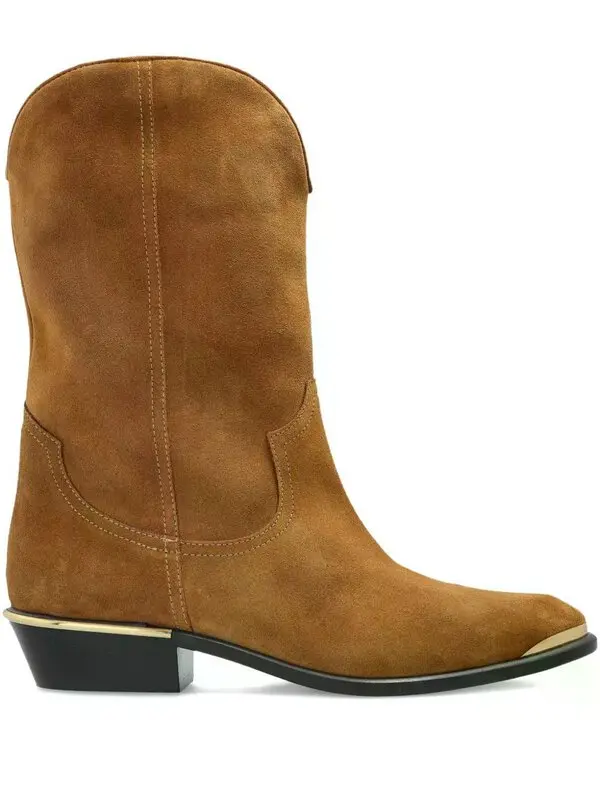 Isabel Marant Étoile Metallic-toe Cowboy Boots - Brown