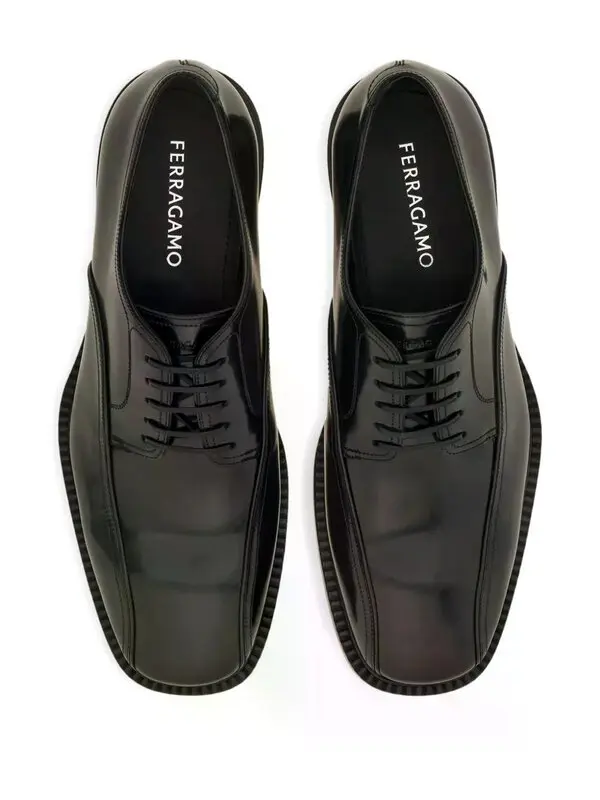FERRAGAMO Double-stitched Leather Derby Shoes