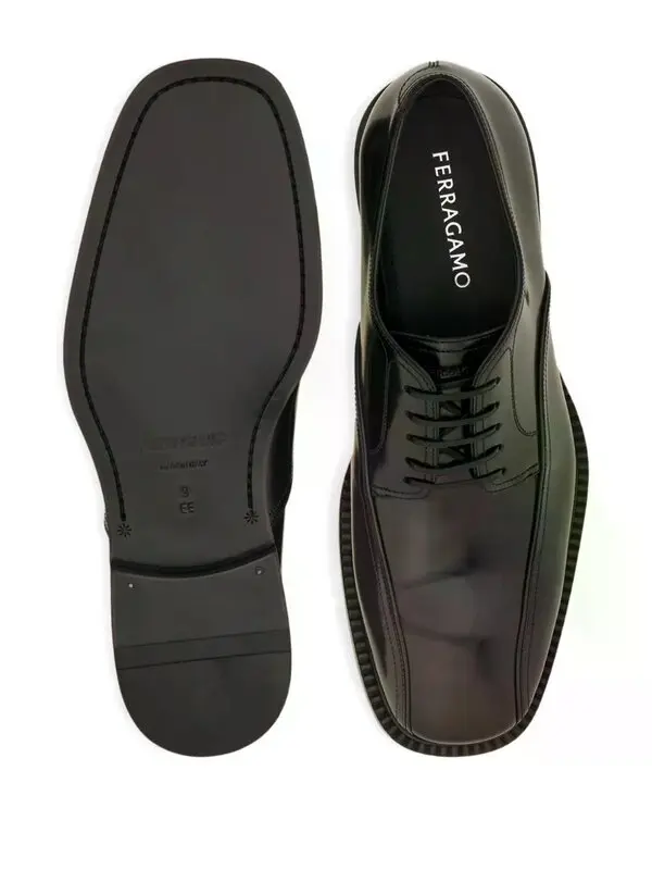 FERRAGAMO Double-stitched Leather Derby Shoes