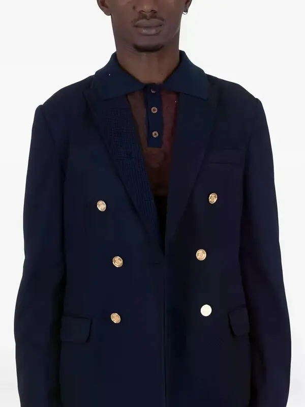 DANIELE ALESSANDRINI Double-breasted Gold-button Blazer
