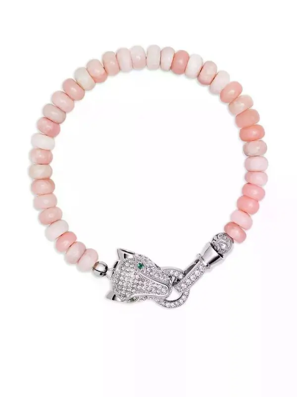 NIALAYA JEWELRY Panther Head Opal Bracelet - Silver