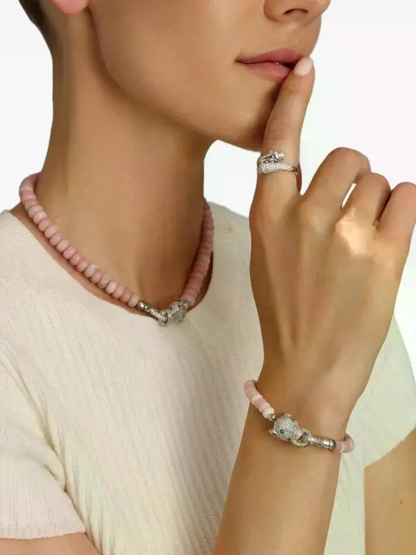 NIALAYA JEWELRY Panther Head Opal Bracelet - Silver