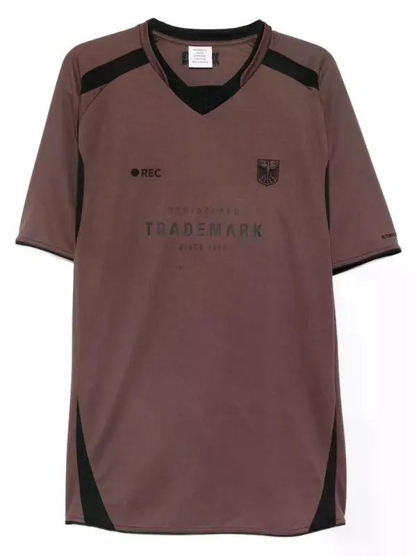 Vetements Trademark Football Number-77 Panelled Jersey - Chocolate Brown