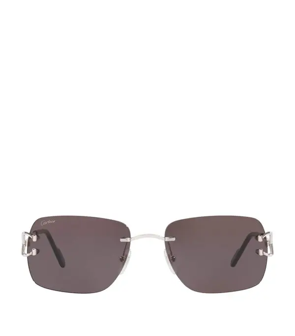 Cartier Rectangular Rimless Sunglasses - Silver
