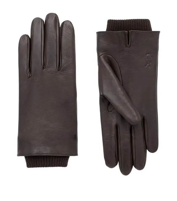 Saint Laurent Leather Wool-lined Cassandre Gloves