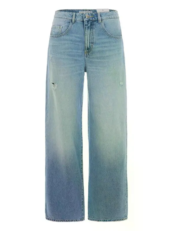 ICON DENIM LOS ANGELES Distressed Wide Leg Jeans - Blue