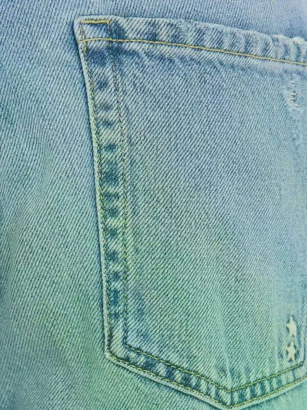 ICON DENIM LOS ANGELES Distressed Wide Leg Jeans - Blue
